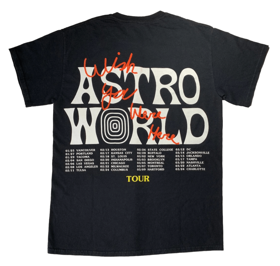 Travis Scott Astroworld Tour Wish You Were Here Tee Black – YankeeKicks ...